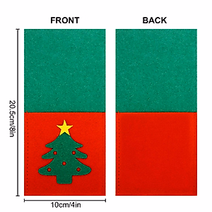 10 Pieces Christmas Silverware Holder Pocket Tableware Cutlery Organizers Felt Xmas Tree Snowman Reindeer Snowflake Stocking Knife Fork Flatware Bags Christmas Party Dinner Table Supplies