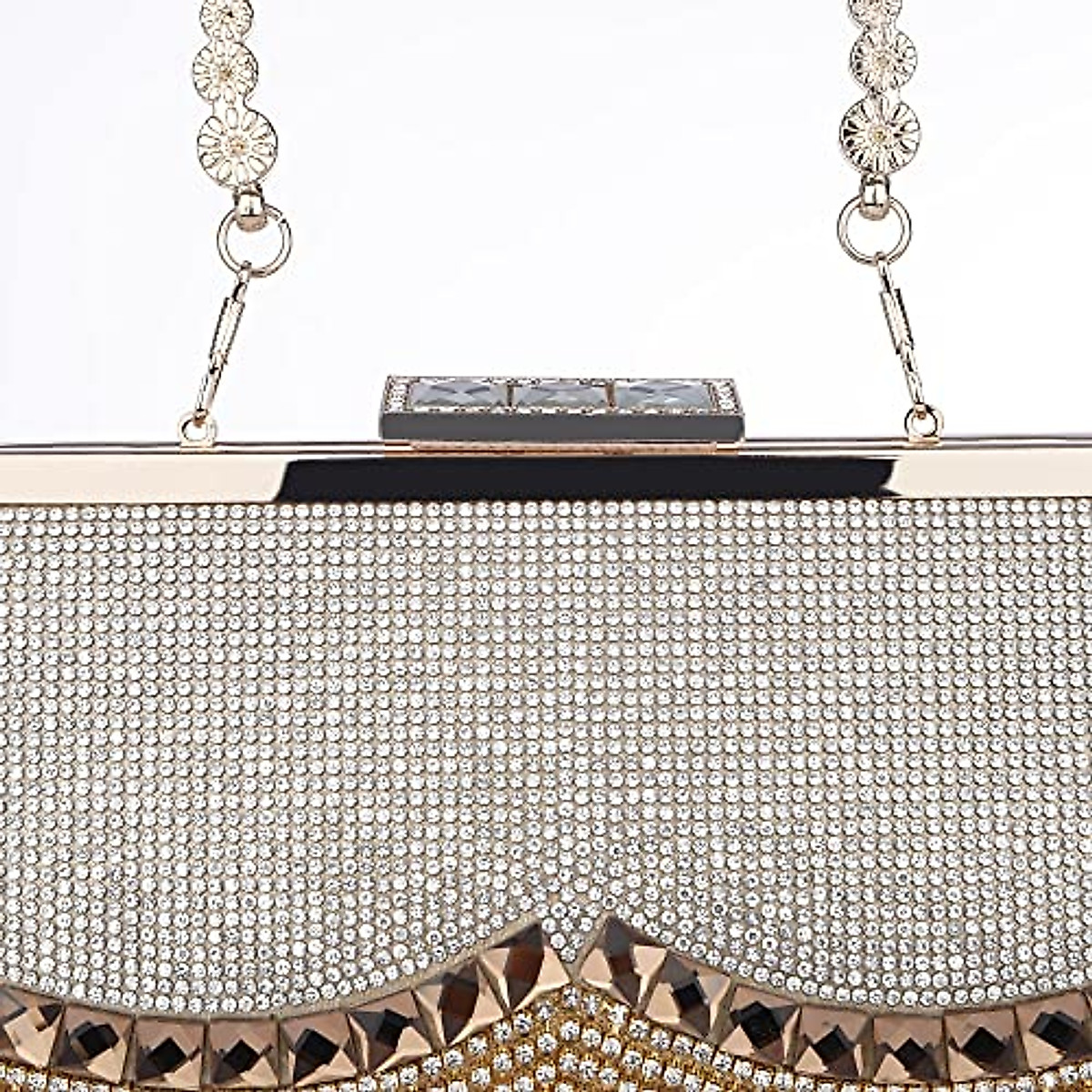 Sither Rhinestone Handbag Purses for Women Evening Handbag Purses Crystal Tassel Clutch Purses Medium Sparkly Clutches Shoulder Chain Bags for Party Prom Christmas Gift (gold)
