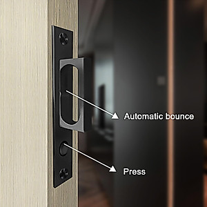 LWZH Brushed Nickel Pocket Door Edge Pull with Push Automatic Bounce Switch,Sliding Door Pull Hardware, Flush Hidden Handle（Black）