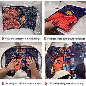 4PCS/Set Afro King Shower Curtain with Non-Slip Rugs,Bath Mat and Toilet Lid Cover,Waterproof Polyester Fabric Black Shower Curtain Sets with 12 Hooks,Cool Typeface Pattern Bath Curtains for Man