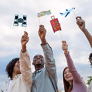 Let The Adventure Begin Photo Booth Props,31pcs Adventure Baby Shower Photo Props for Adventure Awaits Baby Shower,Adventure Awaits Party Decorations Travel Themed Party Supplies