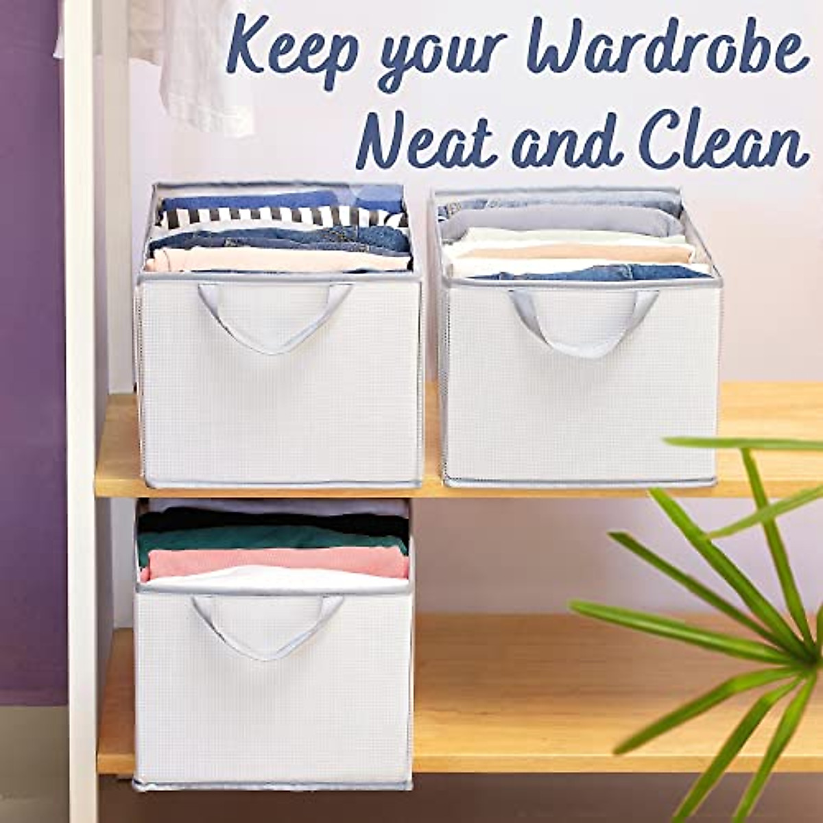 7 Grids Wardrobe Clothes Organizer, 2 Pcs Foldable Thin Jeans Drawer Organizers for Folded Clothes, Clothes Storage Organizer, Closet Drawer Storage Box Mesh for Pants, Shirt, Skirt, Leggings