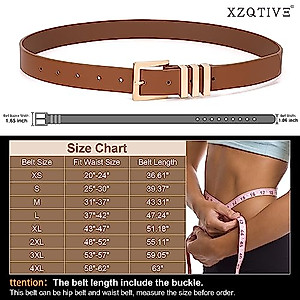 XZQTIVE Plus Size Women's Leather Belts for Jeans Pants Dress Fashion Ladies Waist Belt with Square Gold Buckle,brown