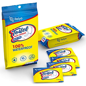 Toilet Seat Covers Disposable 100% Waterproof (20 Pack) - XL Disposable Toilet Seat Covers for Adults and Kids Potty Training - Travel Accessories for Public Restrooms, Airplane, Camping