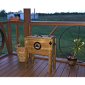Rustic Outdoor Beverage Cooler for Patio - 45 Qt. - Rustic Brown - Backyard Expressions