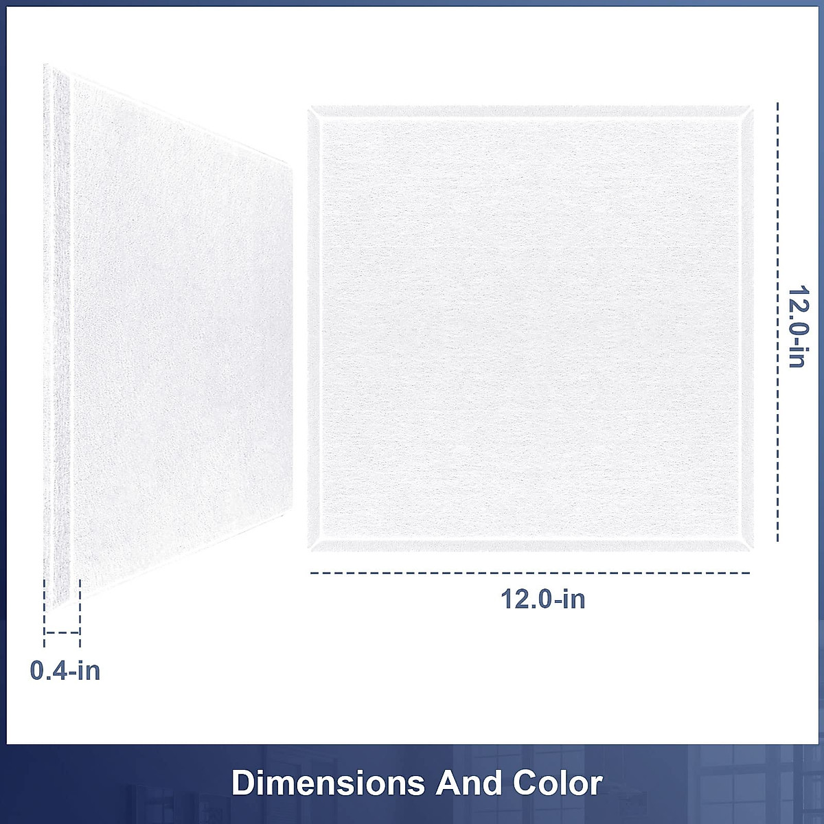 Upgraded 12 Pack Acoustic Panels Sound Proof Foam Panels Sound Proof Padding, 12"X12"X 0.4" High Density Bevled Edge Sound Panel, Idea for Acoustic Treatment & Wall Decoration (White)