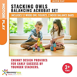 Discovery Toys Stacking Owls Wood Balancing Acrobat Set | Kid-Powered Learning | STEM Toy Early Childhood Development 3 Years and Up