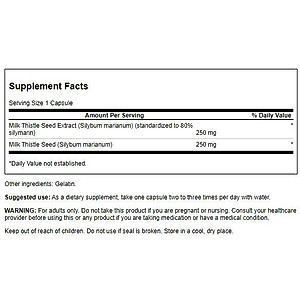 Swanson Milk Thistle (Standardized) - Herbal Liver Support Supplement w/ 80% Silymarin - Natural Formula Helping to Maintain Overall Health & Wellbeing - (120 Capsules)