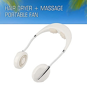 3 Speeds Adjustment Cooling Personal Fan,plplaaoo Hanging Neck Fan, USB Charging Fan, Leafless Massage Aromatherapy Bladeless Fan with Battery, USB Charging Fan for Outdoor Office Home (White)