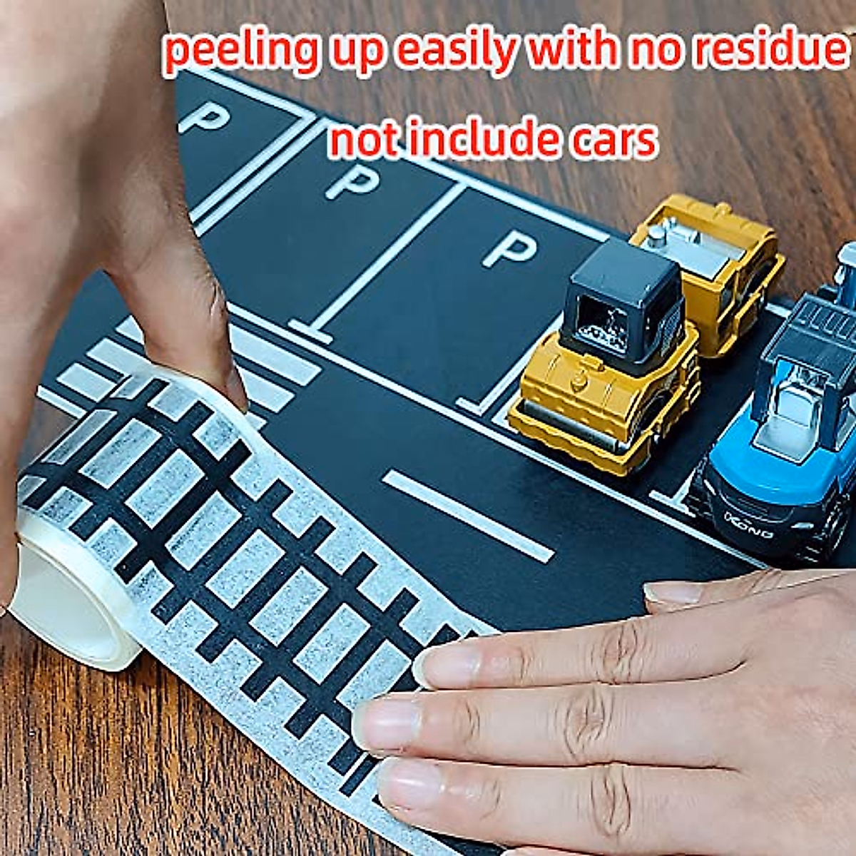 Play Road Tape for Toy Cars Trains 6-Pack Black Car Track Tape, Parking Spot Stick to Floors and Table Flat Surface,No Residue, for Kids Gift (TAPE6)