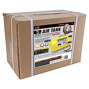 Performance Tool W10005 Hi-viz 5-Gallon Horizontal Portable Air Tank With Tire Air Chuck , Yellow