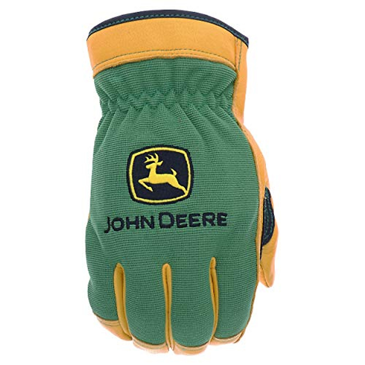 John Deere JD00008-XL Men's Top Grain Deerskin Leather Driver Gloves, Abrasion Resistant, Tan, Water Resistant, Green, X-Large