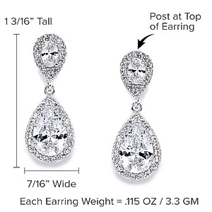 Mariell Cubic Zirconia Crystal Teardrop Dangle Bridal and Wedding Earrings, CZ Jewelry for Brides, Bridesmaids, Homecoming, Prom and Dressy Everyday Wear