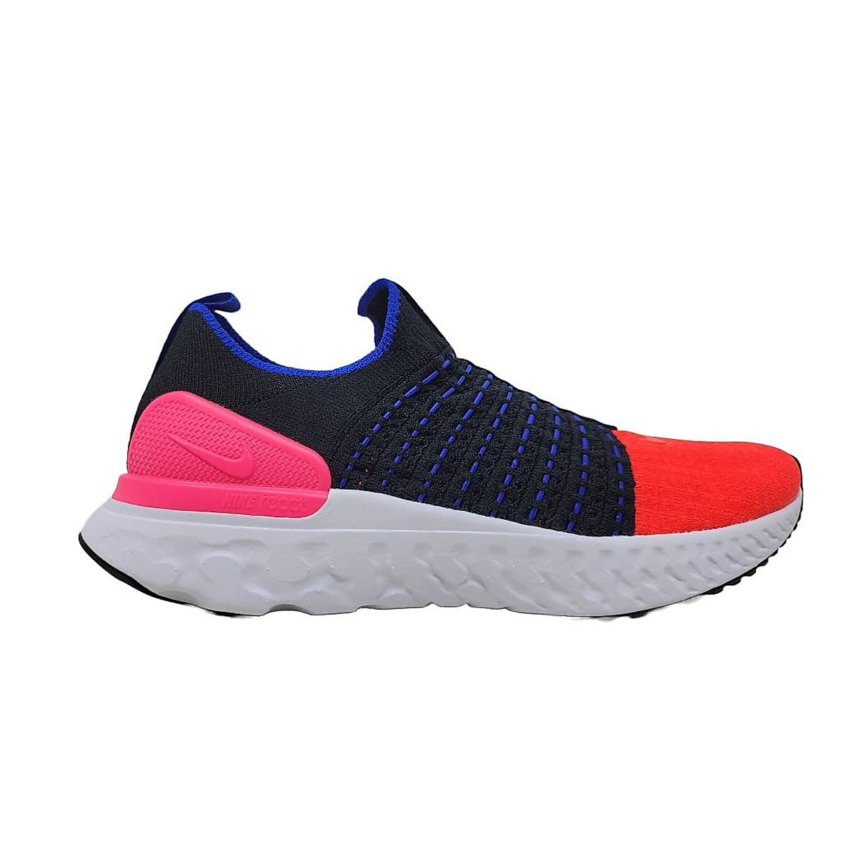 Nike Women's React Phantom Run Flyknit 2, Black/Bright Crimson, 7.5