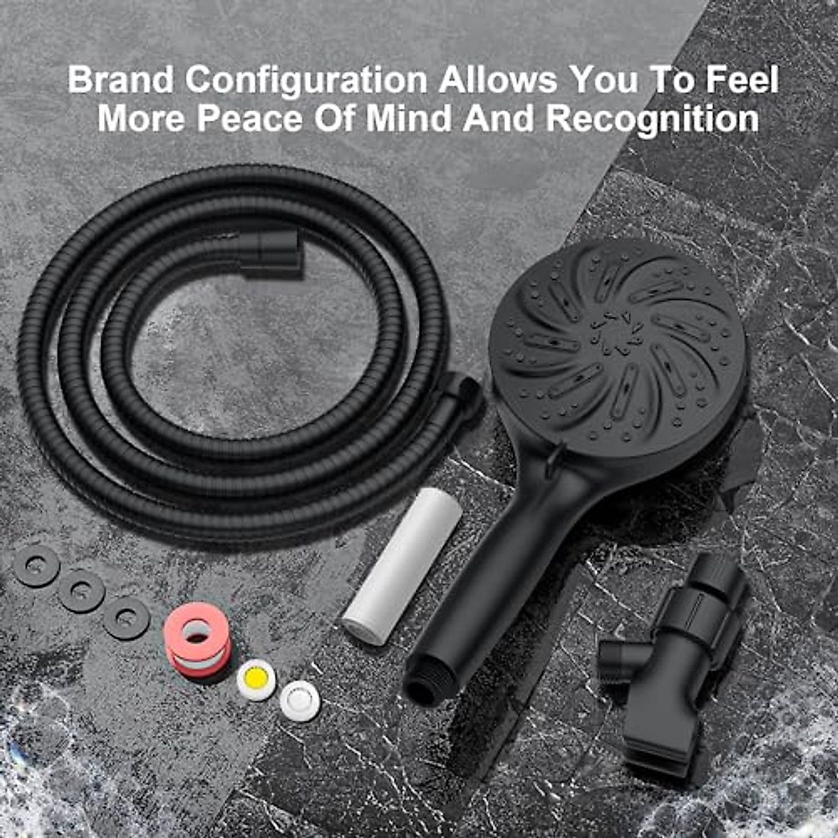 High Pressure Shower Head with Handheld - Filtered Shower Head with Pause and Jet 𝟏𝟎 Spray Modes, 5 Inch Removable Powerful High Pressure Showerhead with Extra Long Hose and Detachable Filter Wand