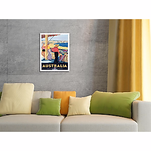 Australia - Bondi Beach New South Wales - Vintage Travel Poster by Percy Trompf c.1929 - Master Art Print (Unframed) 9in x 12in