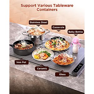 FEPPO Food Warming Mat, Upgrade High-tech Graphene Heating Film, Fast Full Surface Electric Warming Tray with 6 Level Adjustable Temperature and 6 Hours Timer, Roll Up Food Warmers for Parties Buffet