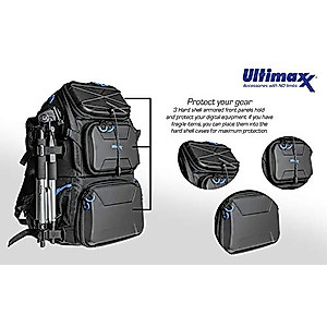 Ultimaxx Extra Large Camera DSLR/SLR Backpack for Nikon, Canon, Sony, Panasonic, Pentax, Olympus, and Fuji Cameras—an Outdoor Hiking/Travelling Backpack with 15.6 Laptop Compartment