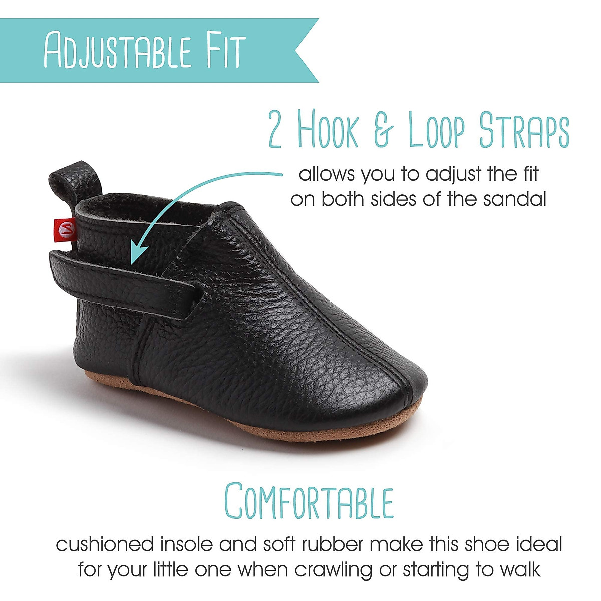 Zutano Leather Baby Shoes for Boys and Girls, Black, 18M