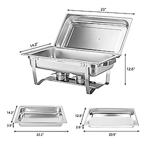 Perossia 3 Packs Chafing Dish Buffet Set Stainless Steel Food Warmer with 8QT 3 Full Size Pans Portable for Parties Catering Buffet Servers and Warmers