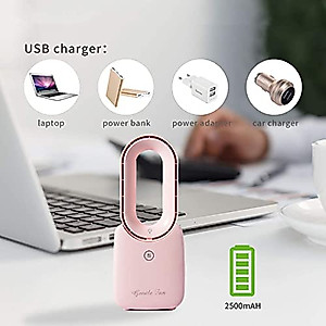 Elyss Desk Fan,Small Table Fan,Air Cooler Fan with 5 LED Lights 4 Wind,Personal USB Bladeless Fan