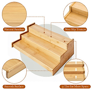 Bellemain 3-Tier Spice Rack | Bamboo Spice Rack Organizer for Cabinet, Spice Shelf Riser, Seasoning Organizer | Can Rack, Canned Food Organizer for Pantry | Medicine Storage, Cupboard Organizer