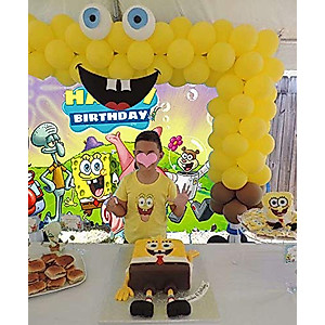 Cartoon Animal Photography Backdrop Children Baby Kids Happy 1st Birthday Supplies Patrick Star Spongebob Party Decorations Photo Background Banner Vinyl 7x5ft Photo Booth Studio Props Cake Table