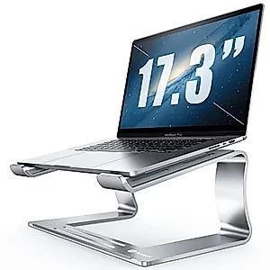 andobil Portable Laptop Stand, [Cooling & Neck Friendly] Solid Ergonomic Ajustable Laptop Desk Stand Compatible with 16 inch MacBook Pro, Air, All Lap Top 10-17.3 inch, Silver