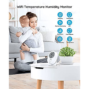 Govee WiFi Thermometer Hygrometer H5051, Bluetooth Indoor Temperature Humidity Monitor with App Notification Alert, Smart Humidity Sensor for Greenhouse Wine Cellar, 2 Years Free Data Storage Export