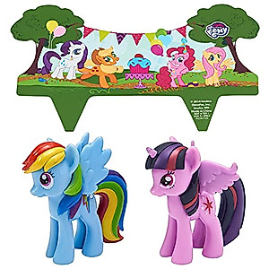 DecoPac My Little Pony Cake Topper, 3-Piece Cake Decorations with Rainbow Dash and Twilight Sparkle Ponies for Fun After the Birthday Party, 3"