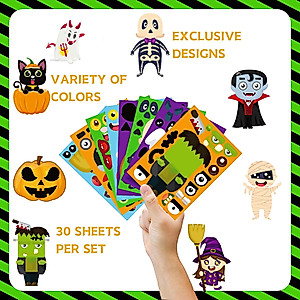Halloween Stickers for Kids 32PCS Halloween Games for Kids Halloween Make a Face Stickers Jack-O-Lantern Sticker Cute Halloween Stickers Halloween Arts and Crafts for Kids