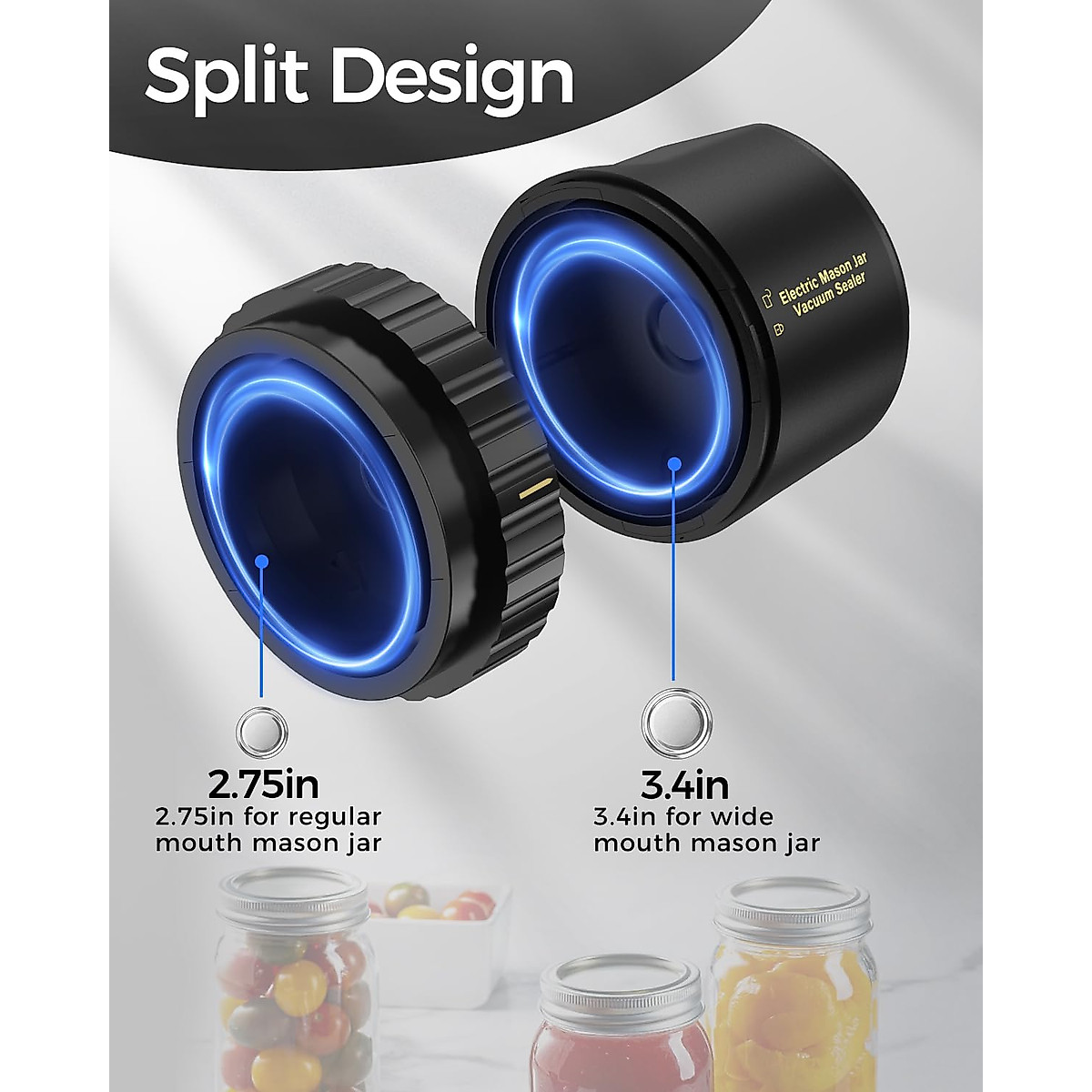 Fodmor Mason Jar Vacuum Sealer,Electric Mason Jar Sealer Vacuum Sealing Kit for Canning,Vacuum Sealer for Mason Canning Jars with Can Opener,Regular and Wide Mouth Mason Jar Lids