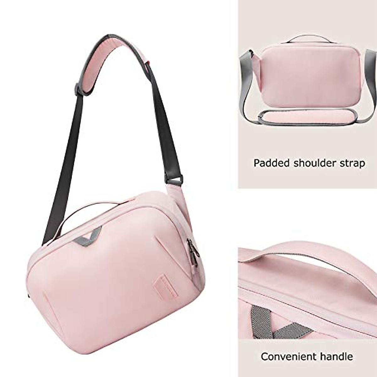 BAGSMART Camera Bag, DSLR Camera Bag, Waterproof Crossbody Camera Case with Padded Shoulder Strap, Anti-Theft Camera Shoulder Bag, Pink