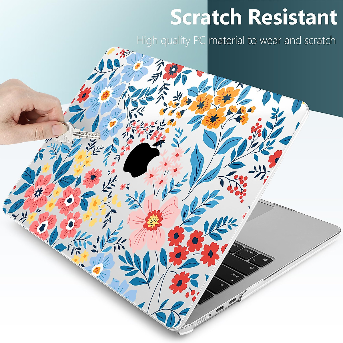 DONGKE for M3 M2 MacBook Air 15.3 inch Case 2023 2024 Release A2941 A3114 with Retina Display & Touch ID, Plastic Hard Case & Keyboard Skin & Screen Protector for MacBook Air 15" - Multicolor Flowers