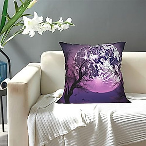 VTCTOASY Purple Moon Night Sky Print Throw Pillow Covers Fashion Throw Pillow Case Soft Couch Pillows Decorative Square Pillow Covers for Sofa Living Room 16"x16"