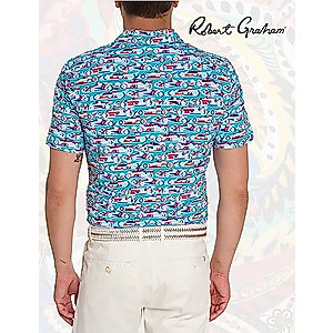Robert Graham Men AUTO Expo Short Sleeve Knit Polo, Jade, X-Large