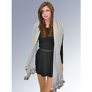 Cashmere scarf-cashmere-cashmere cape-dress shawl-mink stole-cashmere scarves (Silver w/Mink)