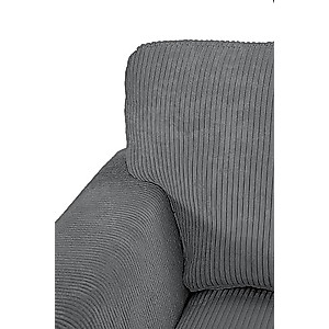 Legend Vansen 4PCS Corduroy Lounges Loveseat Couch Chaises Longues, Dark Grey