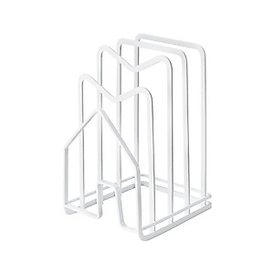 Kepuarm Cutting Board Rack Holder, Chopping Board Organizer, Pot Pan Lid Holder Rack for Pan Lids, Plates, Dishes, Cutting Boards, Kitchen Countertop Cookie Sheet Storage (White)
