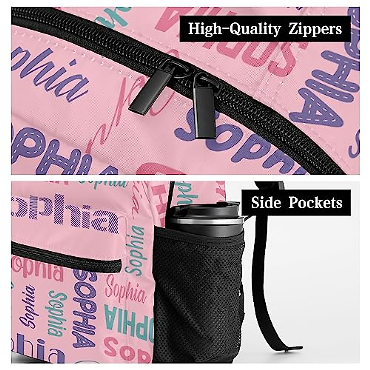 ZAACUSTOM Waterproof Personalized Backpack Bookbag with Name for Elementary Girls Boys, Fashion Custom School Bag Gift for Kids, Unique Customize Back Pack Book Bag, 1 Pack