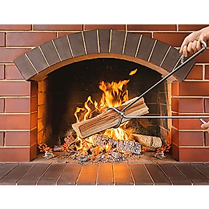 Skyflame Heavy Duty Firewood Log Claw Grabber for Indoor Fireplace Outdoor Gas Fire Pit & Wood Burning Chiminea | Campfire Large Modern Stainless Steel Fire Tongs for Moving Firelogs | 36 Inch Long