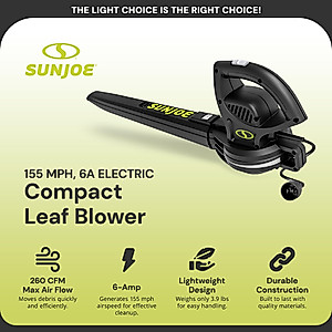 Sun Joe SBJ597E 6-Amp 155 Mph Electric Leaf Blower