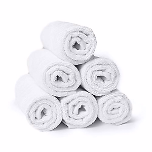 RosenSoft Oversized Wash Clothes-16x14 in Extra Large Wash Cloths for Body and Face, Hand Gym Spa- Fingertip Towels for Bathroom, Bath Towel Set, 100% Turkish Cotton Thick and Absorbent (White, 6)