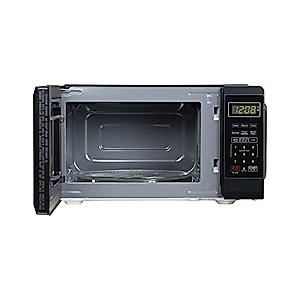 Farberware Compact Countertop Microwave Oven 0.7 Cu. Ft. 700-Watt with LED Lighting, Child Lock, Easy Clean Grey Interior, Retro Black