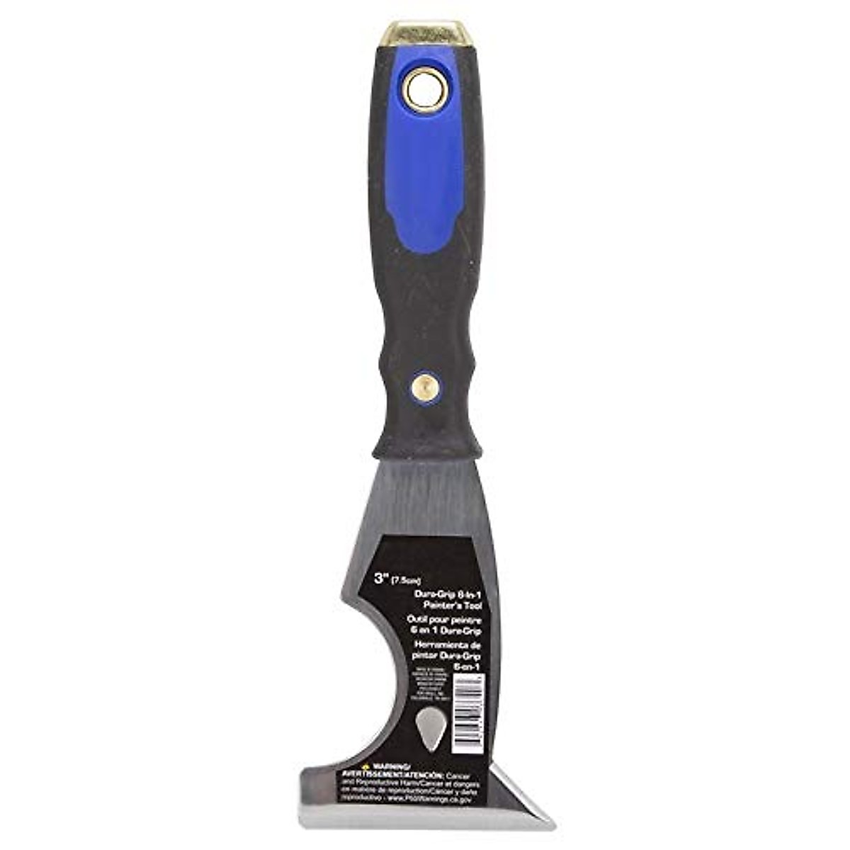 Edward Tools 6 in 1 Painters Tool - Scraper, Putty Remover, Spreader, Half round cut out to remove paint from roller, sharp point to open cracks for patching, metal handle for nail setting - Soft Grip