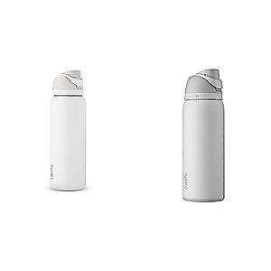 Owala FreeSip Insulated Stainless Steel Water Bottle, 40-oz, Shy Marshmallow & FreeSip Insulated Stainless Steel Water Bottle with Straw for Sports and Travel, BPA-Free, 32-oz, Shy Marshmallow