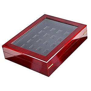 GZYF Championship Ring Display Case Sports Ring Storage Box Wooden Black Velvet , 30 Slot