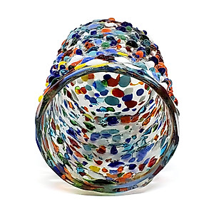 MexHandcraft Confetti Rocks 8 oz DOF Rocks Glasses, set of 6, Mexican Handmade Multicolor Glassware, Recycled Glass, Lead & Toxin Free (DOF Rocks)