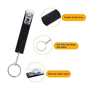 XIANGXING 【Newest Upgraded】 2 Pack Credit Card Puller, Cute Debit Bank Card Grabber for Long Nails ATM Keychain Women with Plastic Clip (Black+Black)