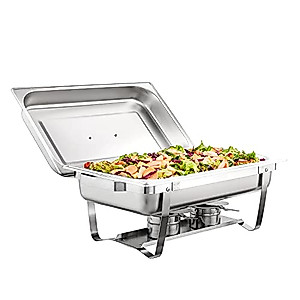 VEVOR Rectangle Catering Warmer Server Chafing Dish Buffet Set, 6 Packs, 8 Quart